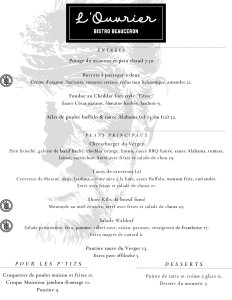 Menu été 2023 - Le verger à Ti-Paul